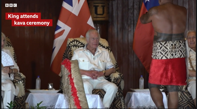 King Charles drinks kava during ritual in Samoa